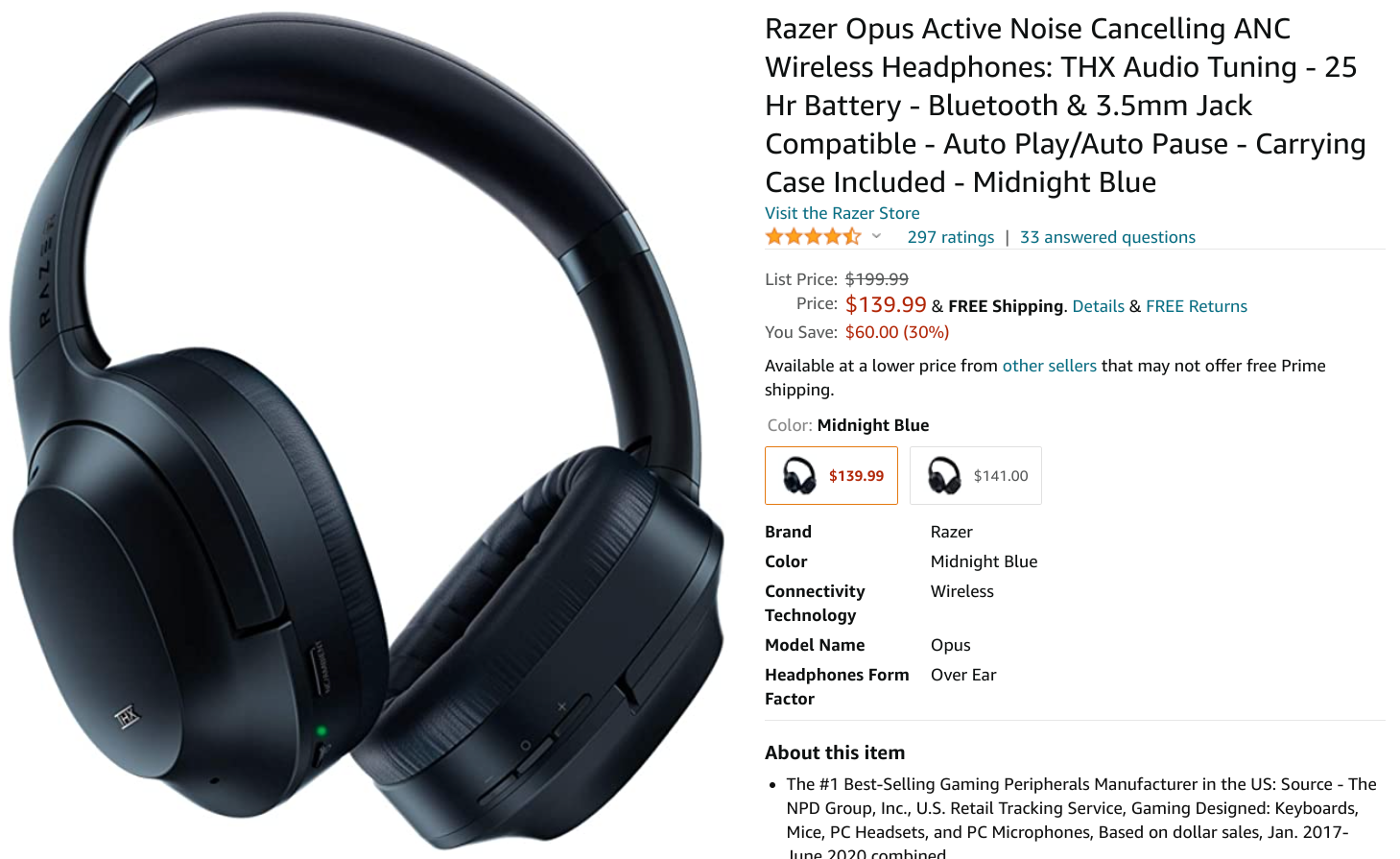 Razer's Opus ANC headphones are just $140 ($60 off) at Amazon