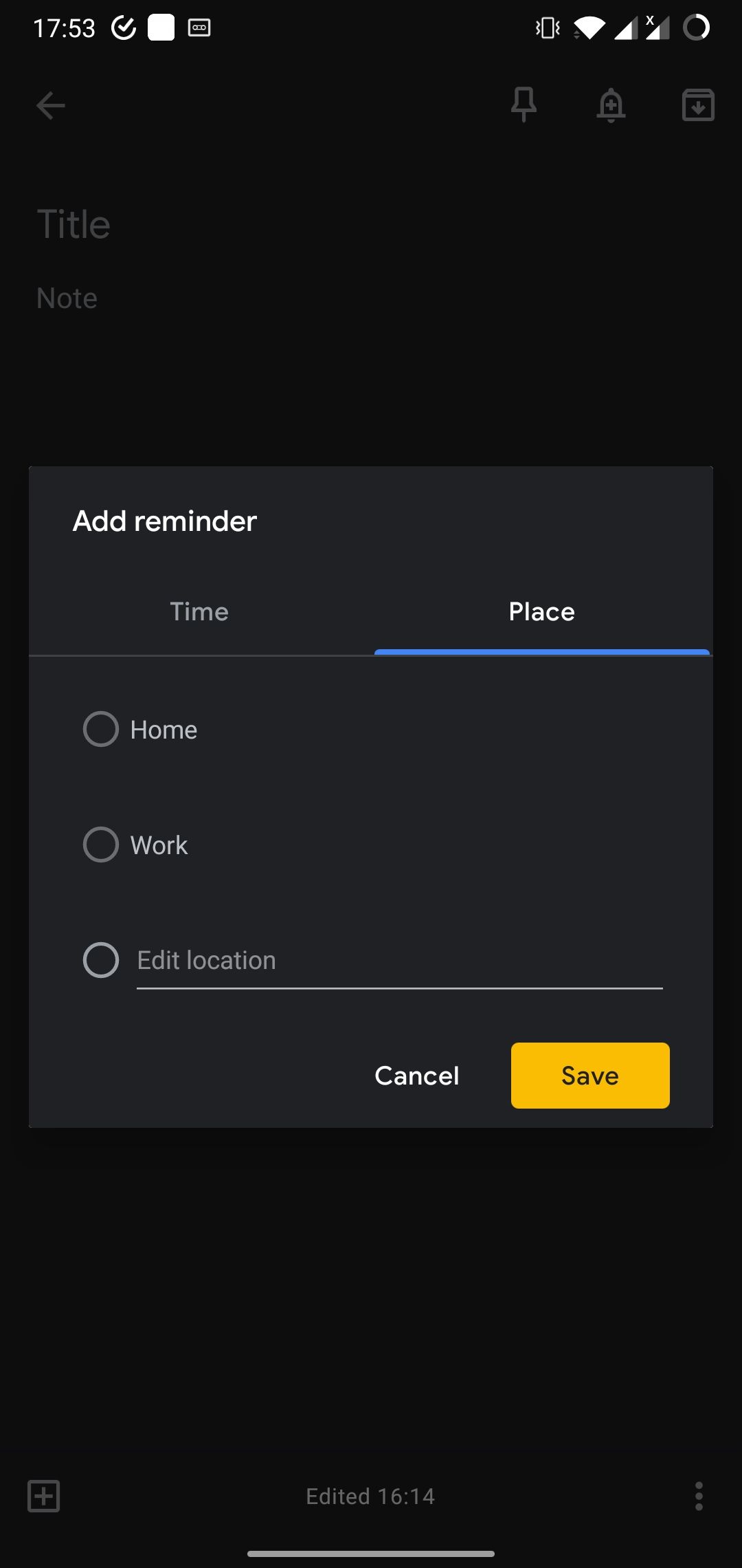 Google Keep adds home and work shortcuts for task reminders (APK Download)