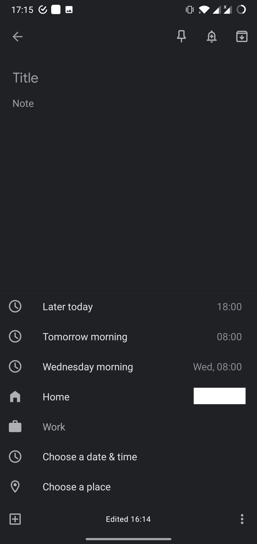 Google Keep adds home and work shortcuts for task reminders (APK Download)