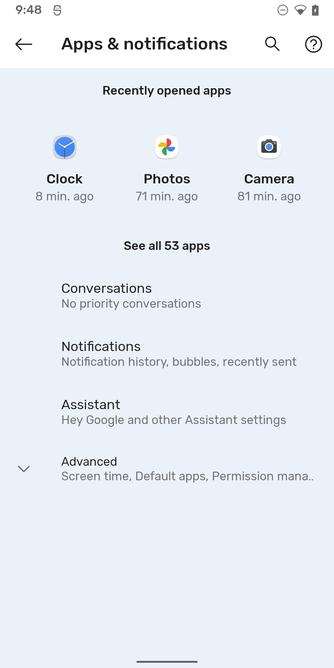 Android 12's system settings are looking a little blue