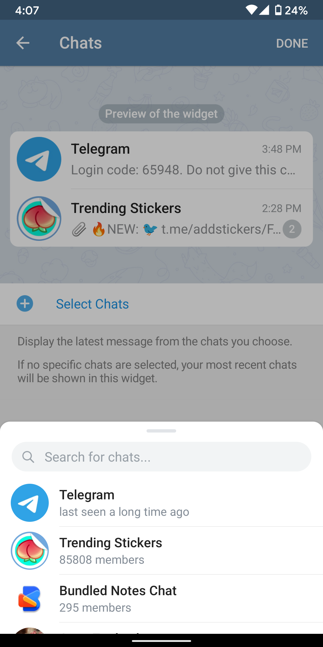 Telegram Beta gets widgets and QR codes for joining groups Telegram Beta gets widgets and QR codes for joining groups