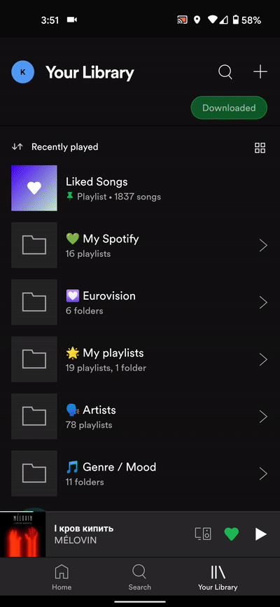 Spotify's new library UI shows all your offline content on one screen