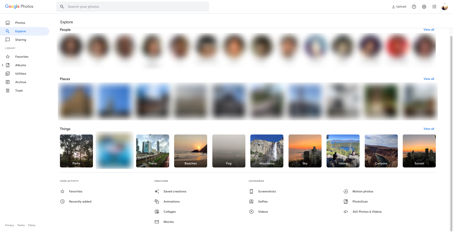 Google Photos on the web gets Explore and Favorites tabs