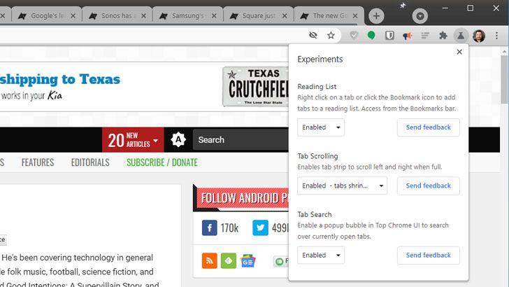 Upcoming Chrome test releases will have easy access to an Experiments menu