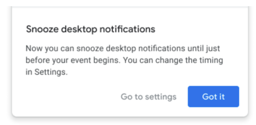 Google Calendar finally supports snoozing desktop notifications