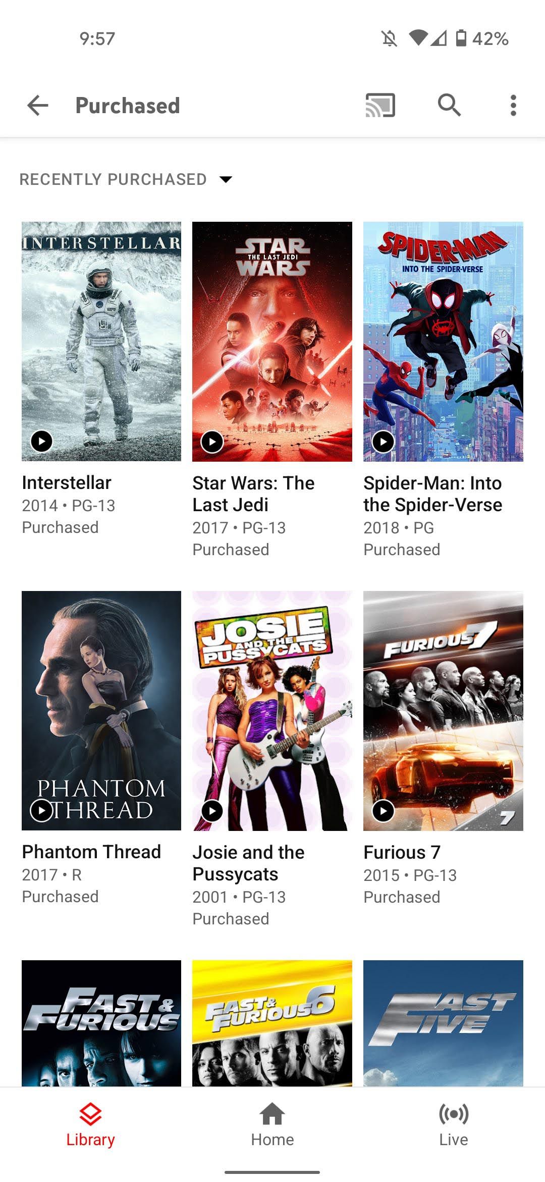 YouTube TV adds your Google movie collection to its library