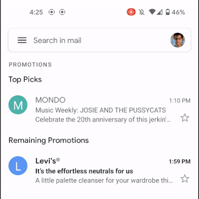 Take a look at Gmail's funky new slide animations on Android