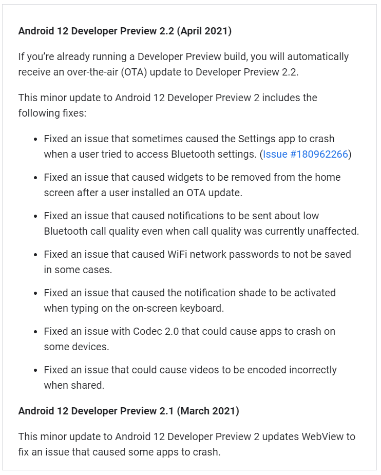 Google rolls out a big Android 12 preview bug-fix update today