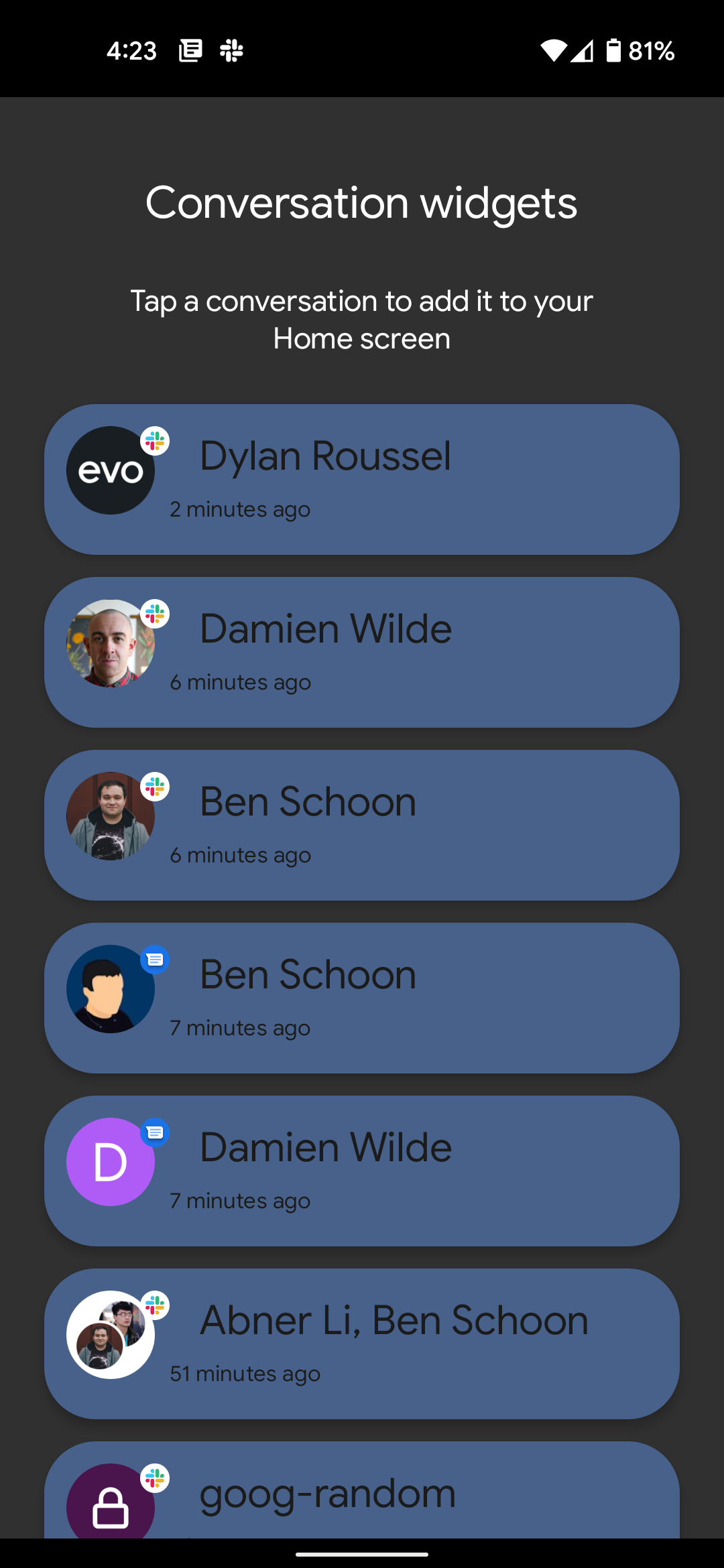 Android 12's hidden conversation widget finally shows up for some in DP3