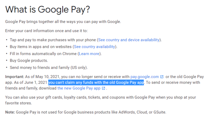 If you have unclaimed funds in Google Pay, download the new app now