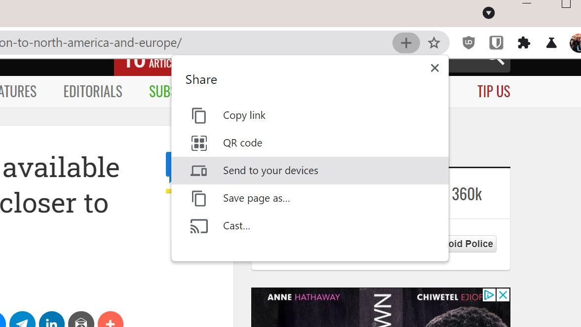 Google is testing a simplified menu for sharing in Chrome