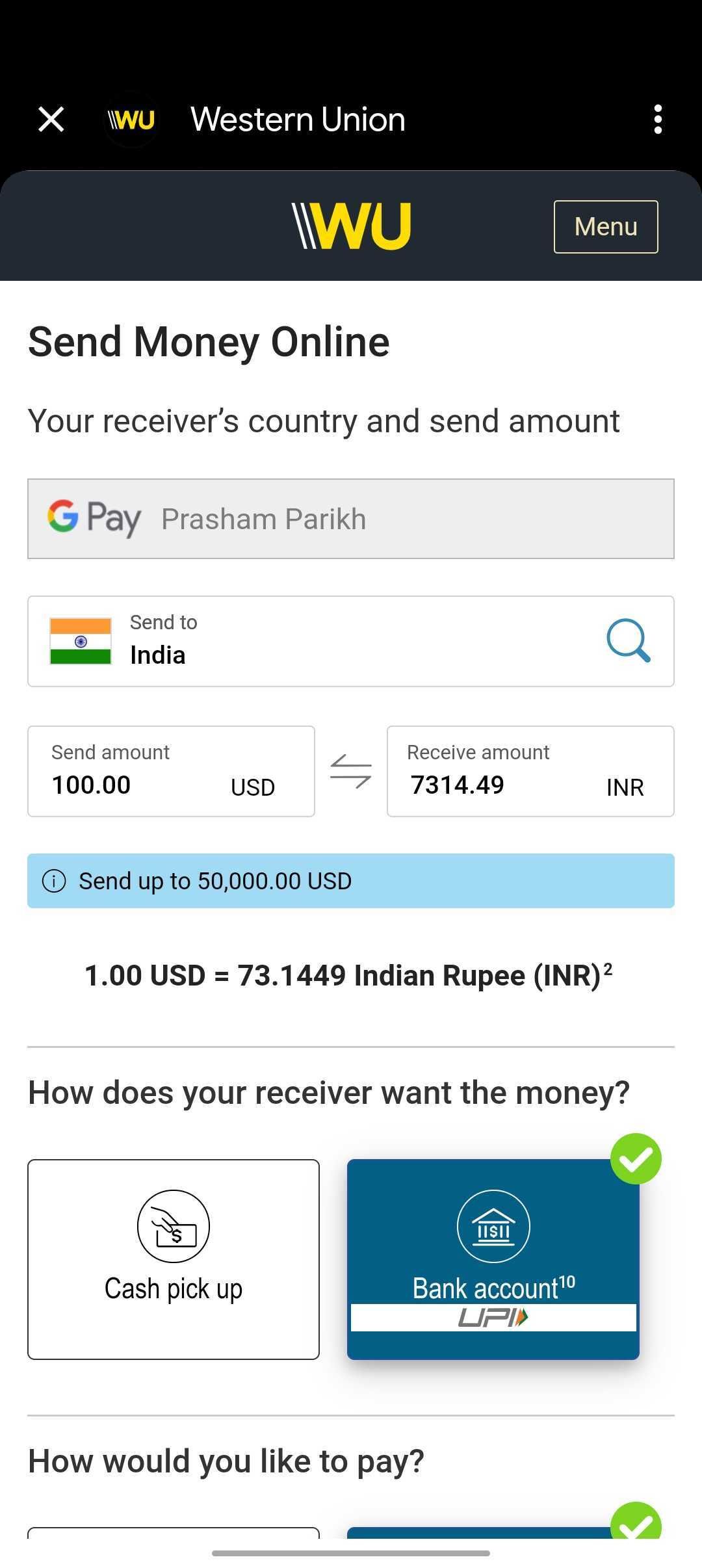 How to send money internationally with Google Pay
