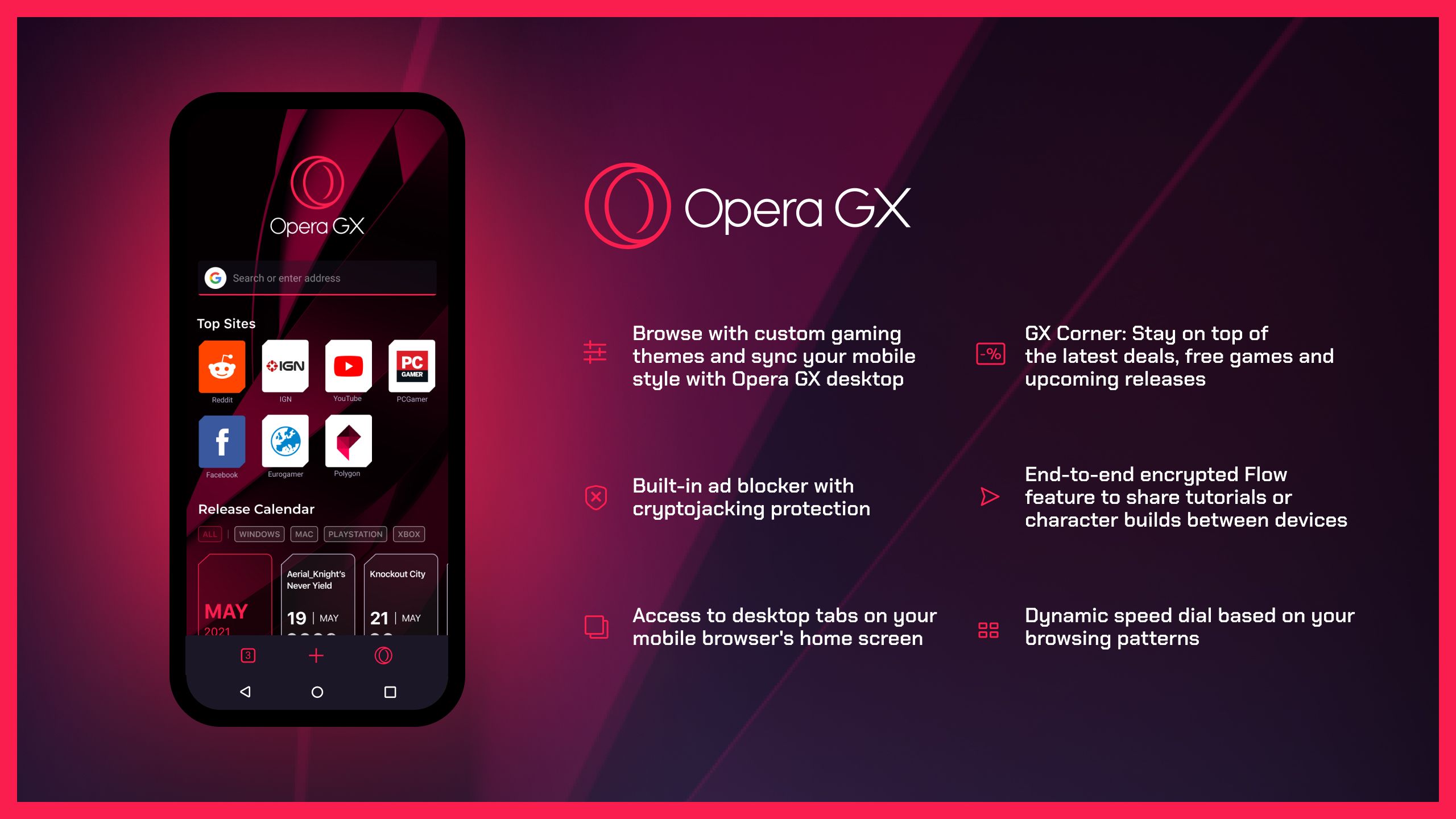 Opera GX lands on Android as a gaudy browser that targets gamers