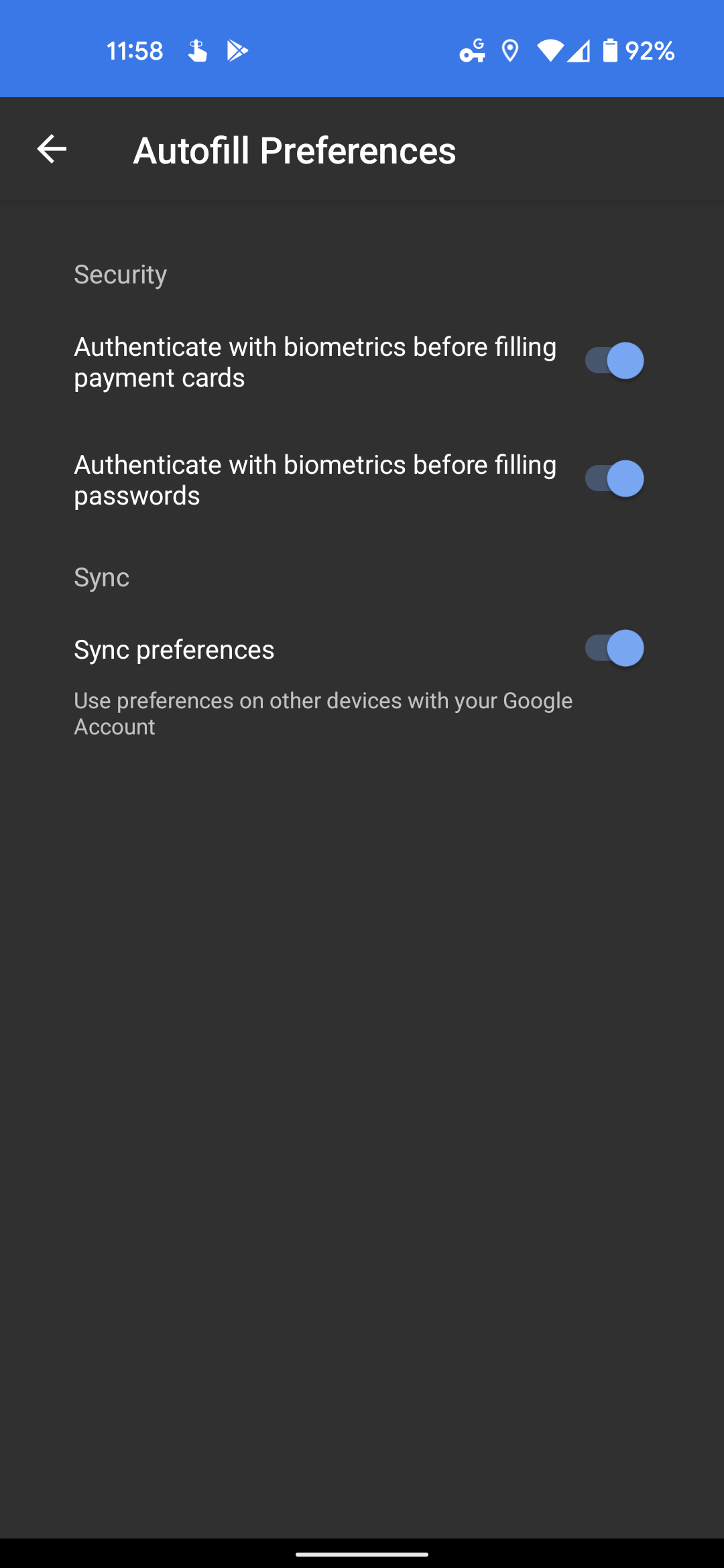 You can now sync your Google Autofill settings across your devices