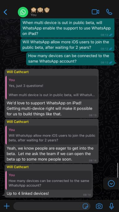 WhatsApp multi-device support is coming soon, an iPad client could follow