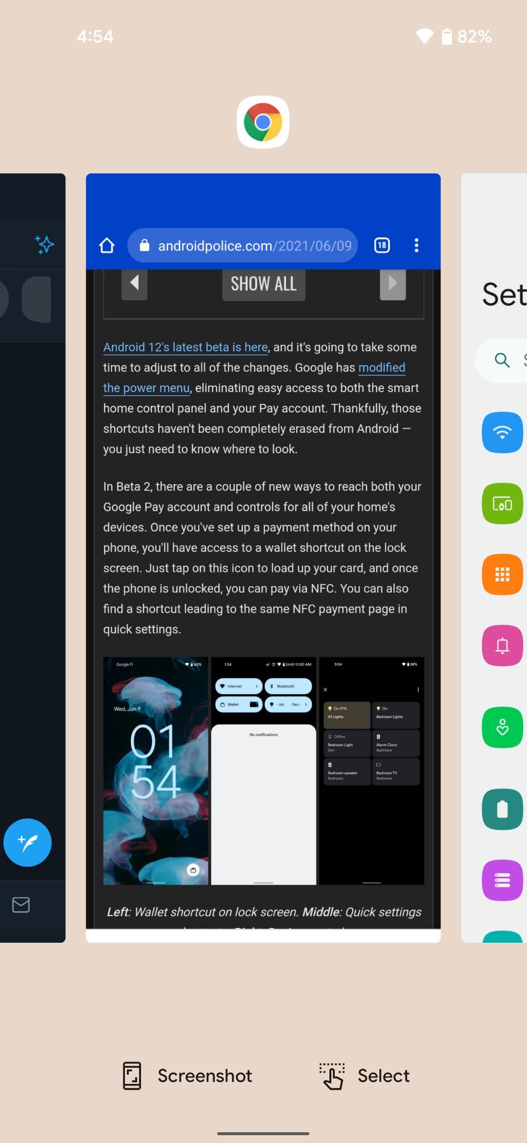 Android 12's app switcher now has a boring opaque background