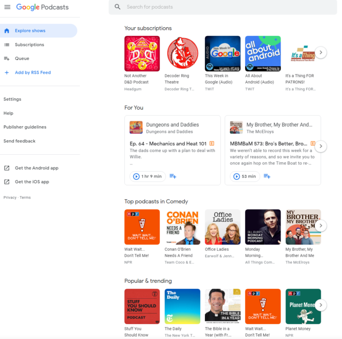 Google Podcasts on the web is picking up a welcome feature from the ...