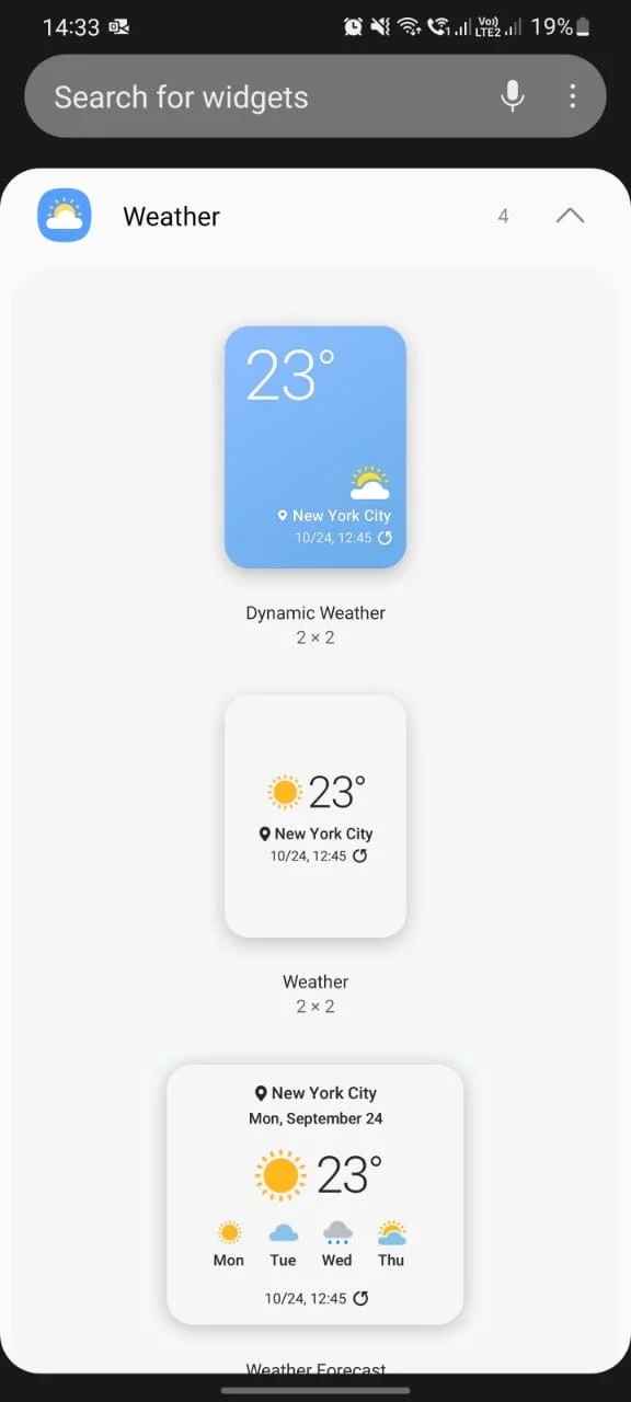 Samsung's new weather widget for One UI 4 enjoys getting caught in the rain