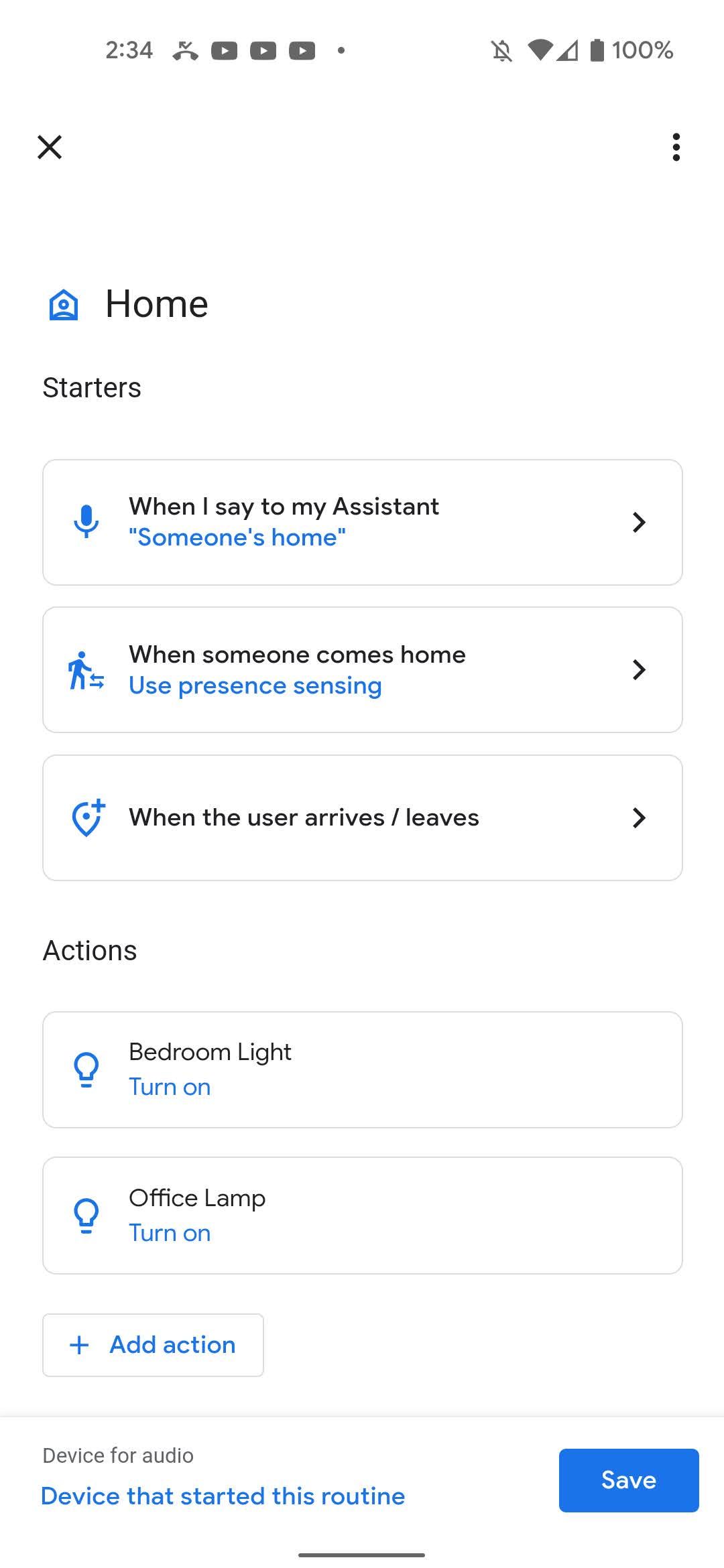 Google Assistant Routines can now start whether you're coming or going