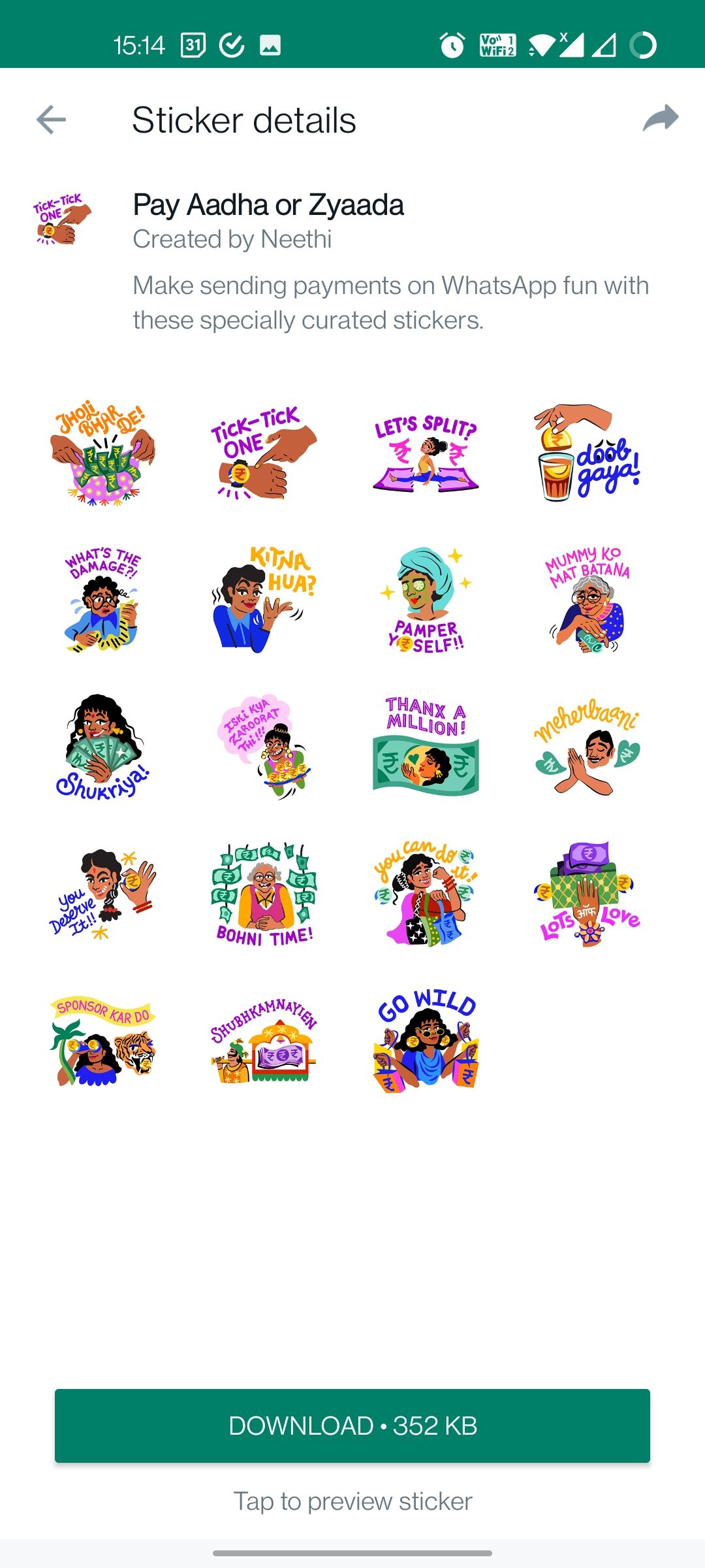 WhatsApp adds colorful sticker packs to push its payment service in India