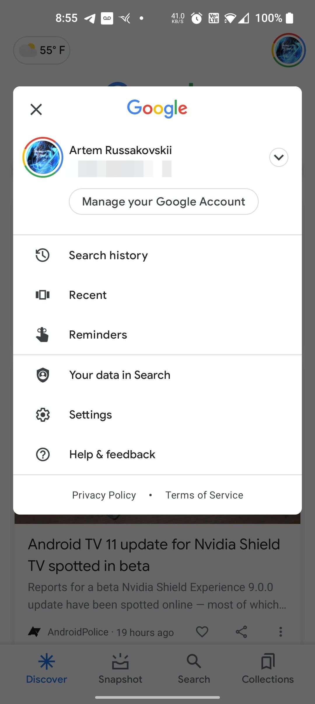 Google puts app settings in Discover feed, since that's where you are ...