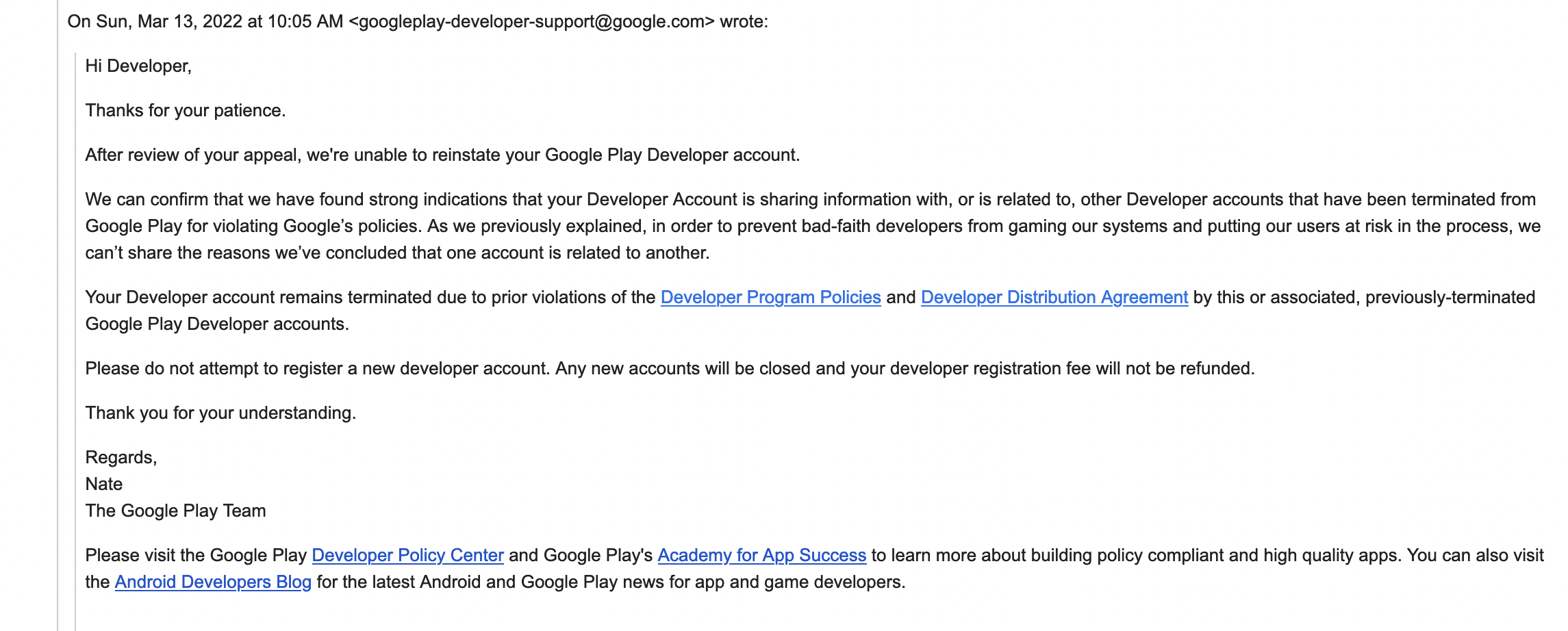 Google terminated a company’s Play Store account because a former ...