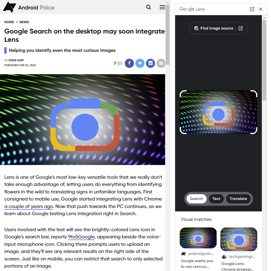 Chrome's Google Lens sidebar for convenient reverse image searches is ...