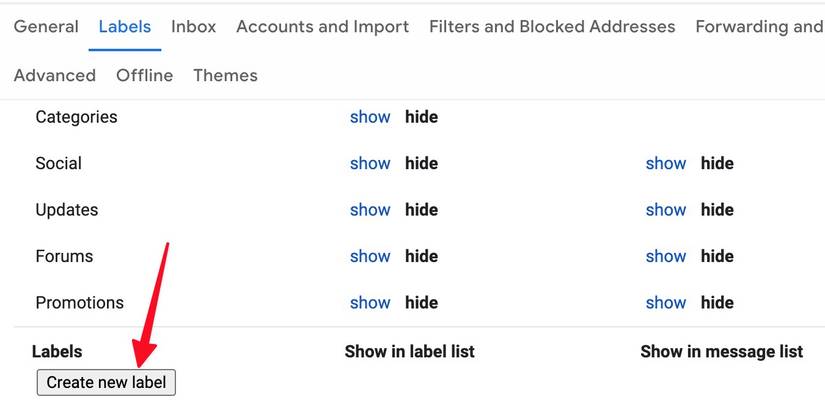 How to create labels in Gmail