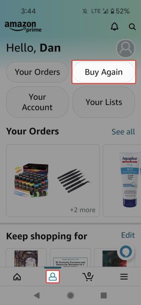 How to quickly reorder items on Amazon