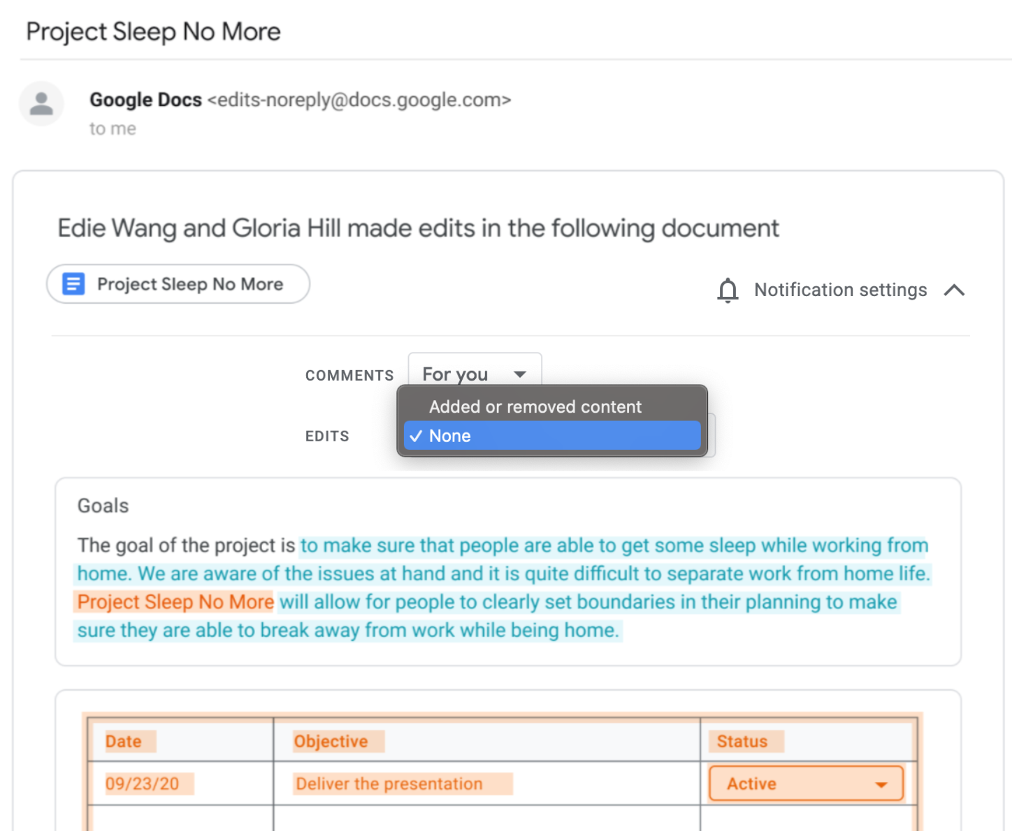 Google Docs will notify you the next time someone changes your ...