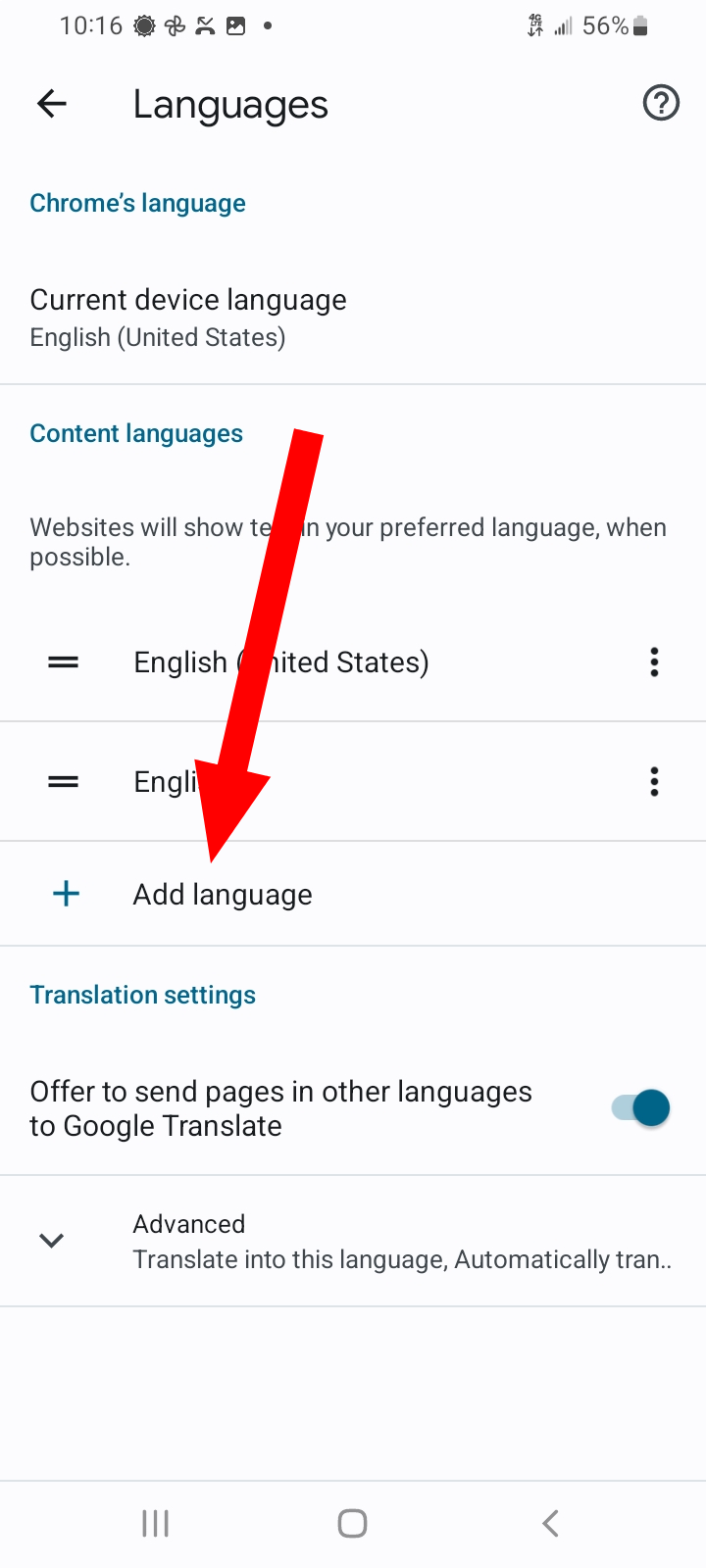 How to change the language in the Google Chrome browser