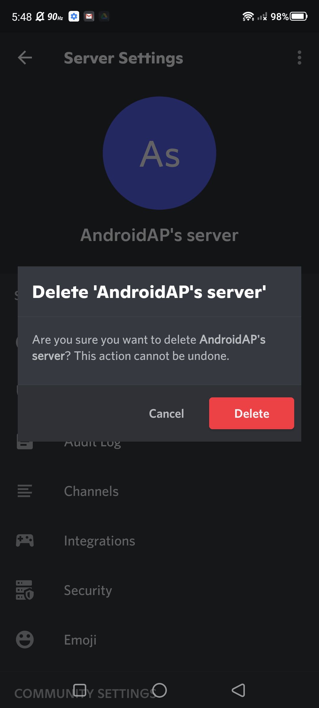 How to delete a Discord server