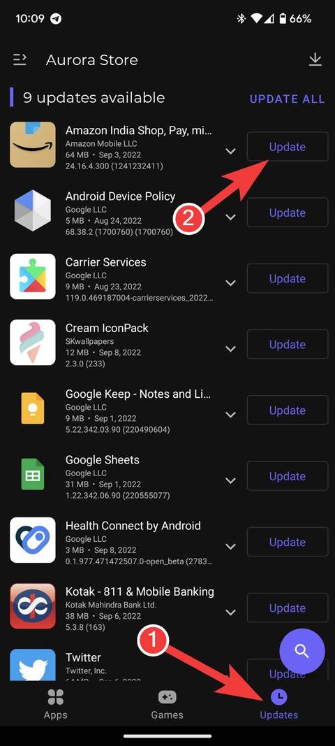 How to update Android apps