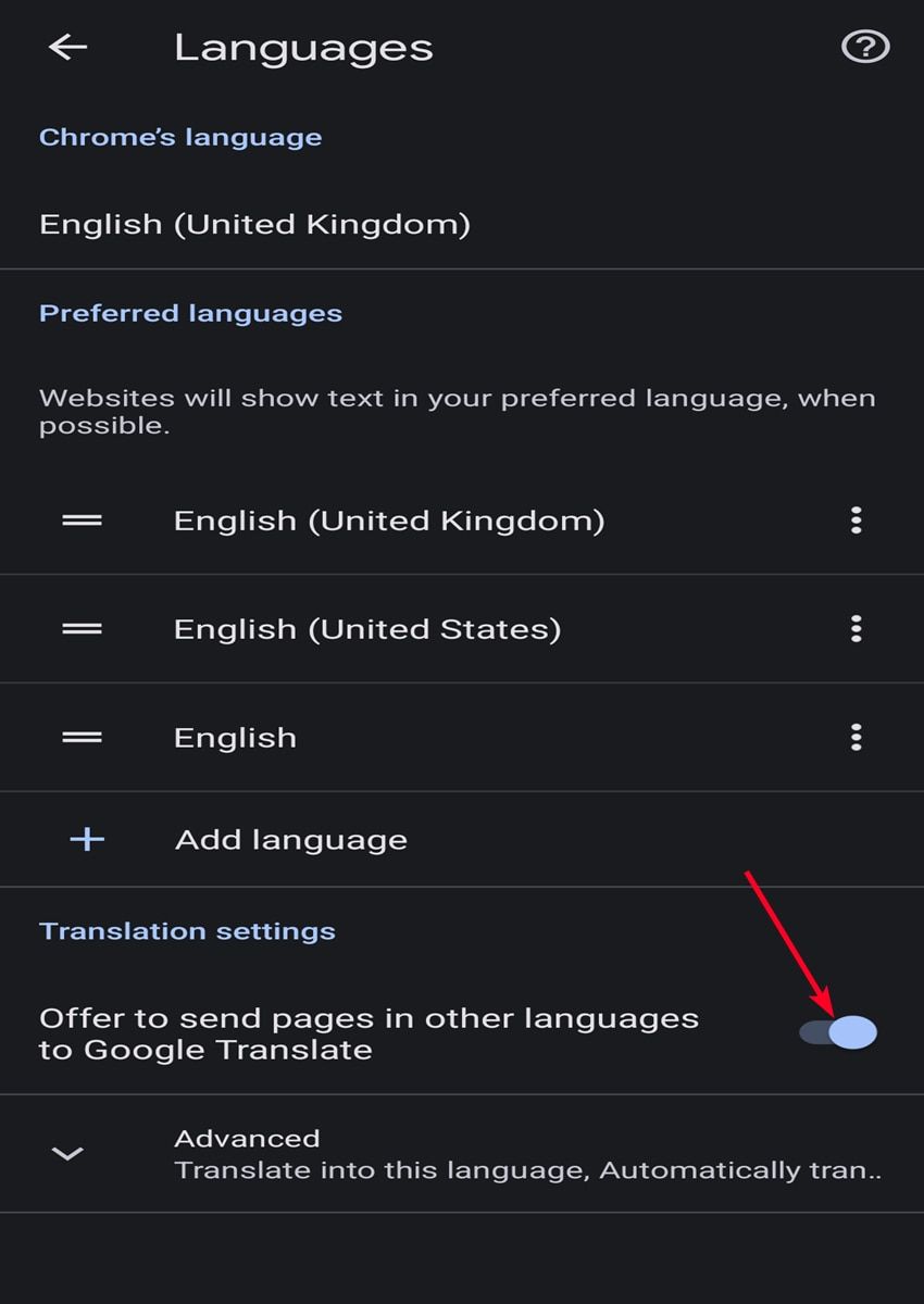 How to change the language in the Google Chrome browser