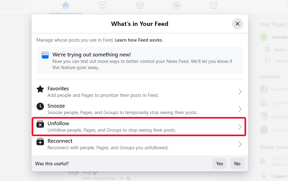 How to unfollow someone on Facebook