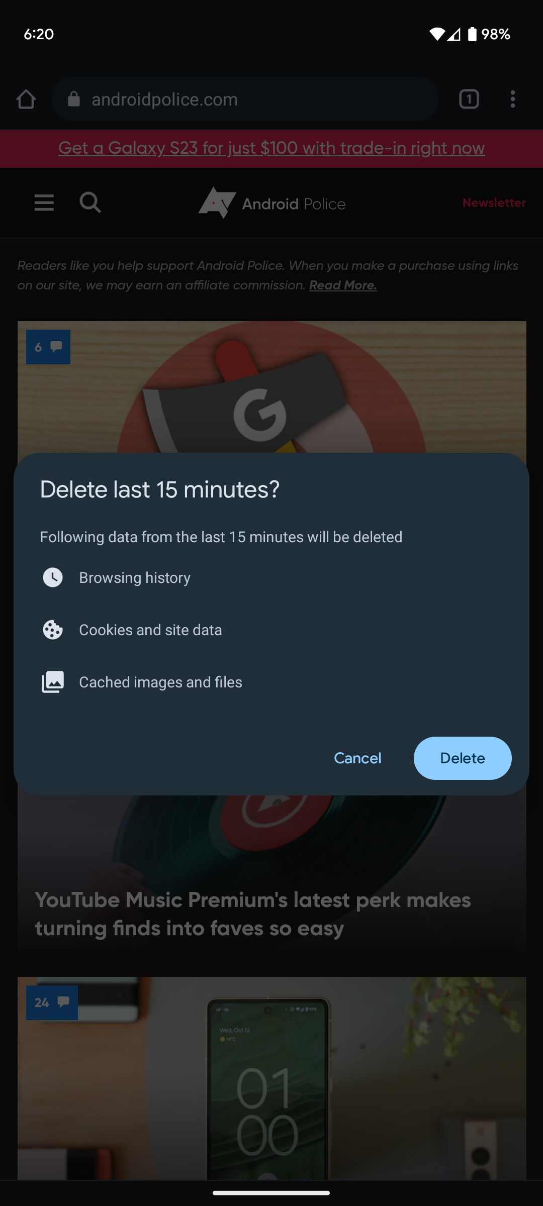 Quickly delete the last 15 minutes of your browsing history with Google ...