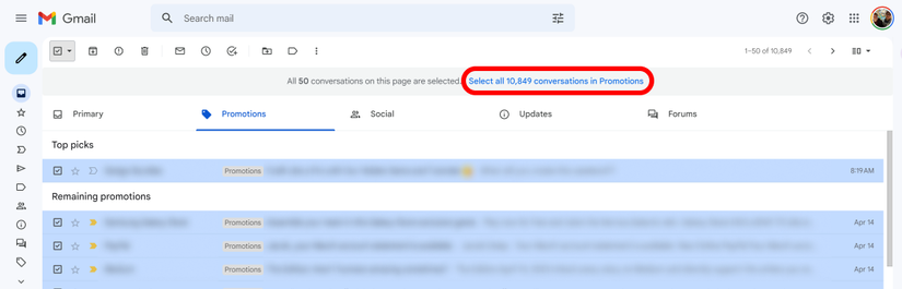 How to delete and stop all promotions in Gmail