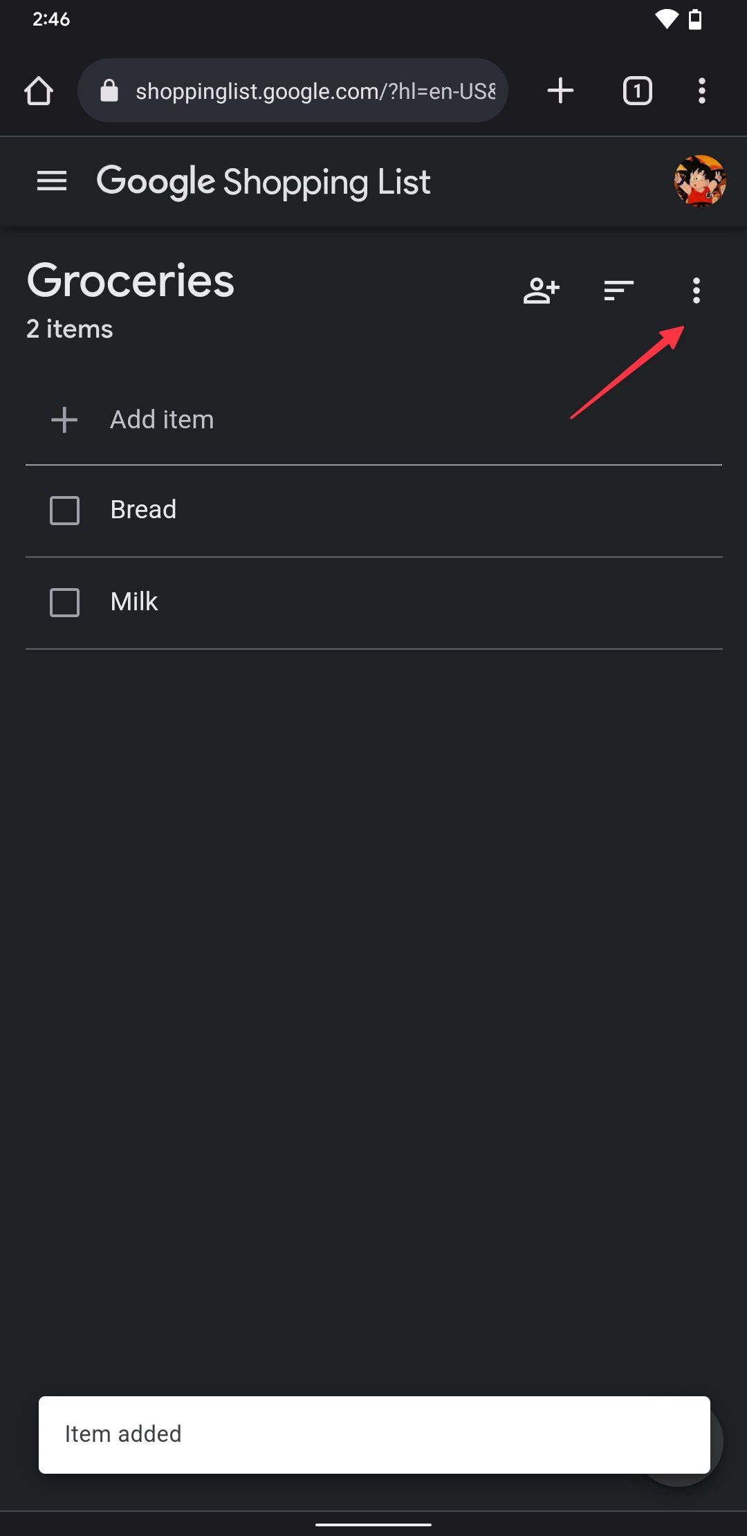 How to use Google Shopping List