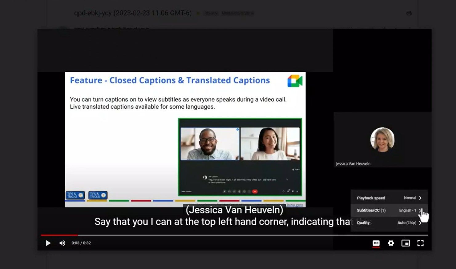 Google Meet: How to save captions with a Meet recording