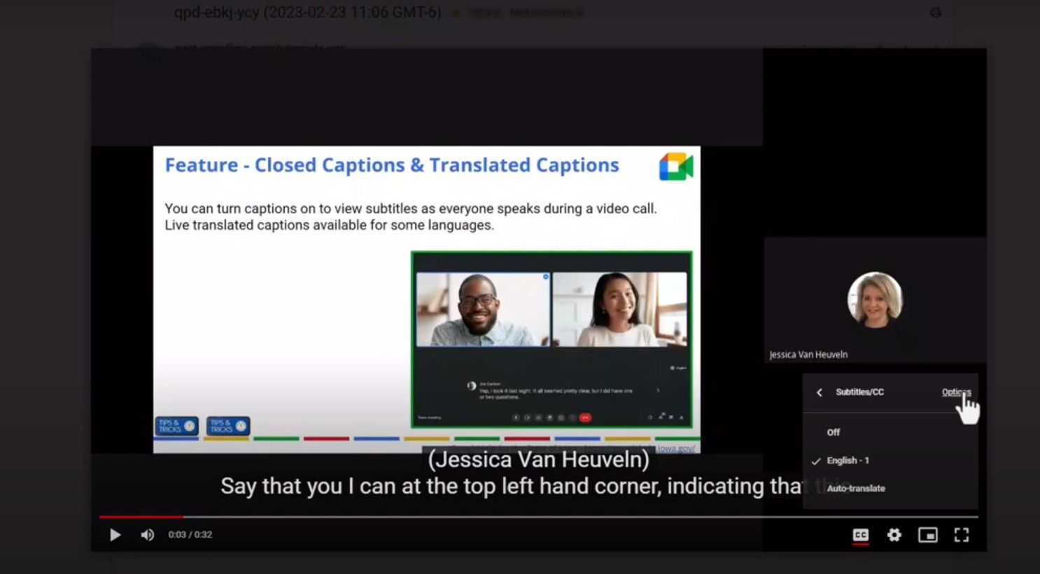 Google Meet: How to save captions with a Meet recording