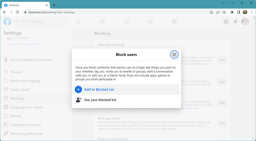 How to block and unblock Facebook users on your account