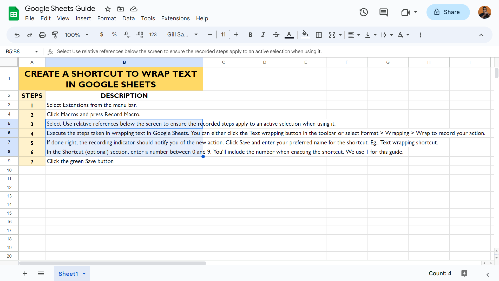 Google Sheets: How to wrap text in cells