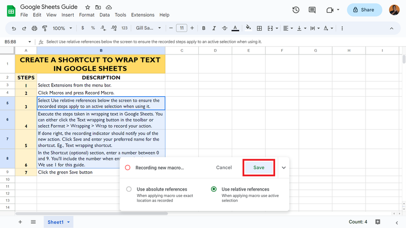 Google Sheets: How to wrap text in cells