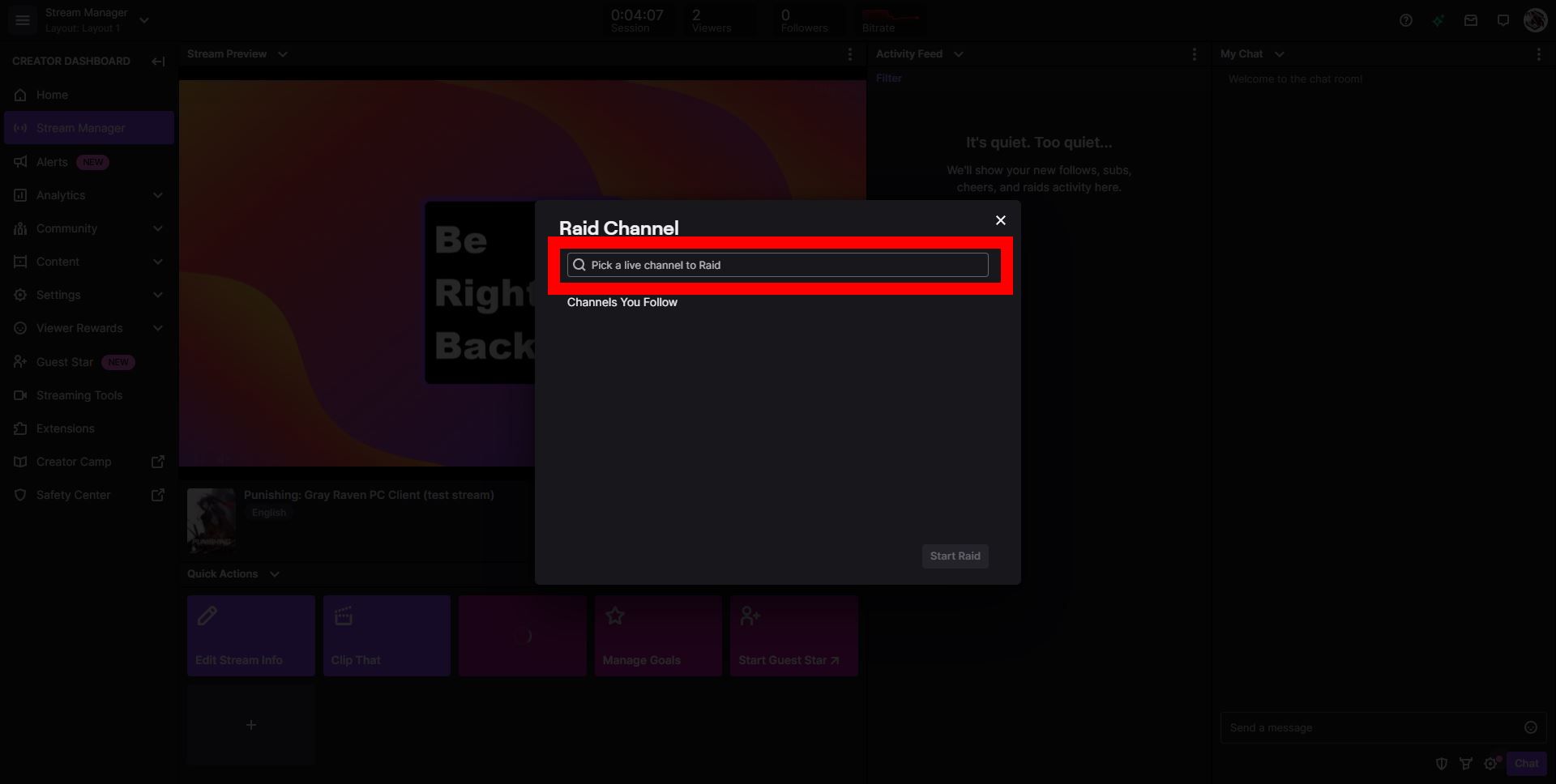 How to raid on Twitch
