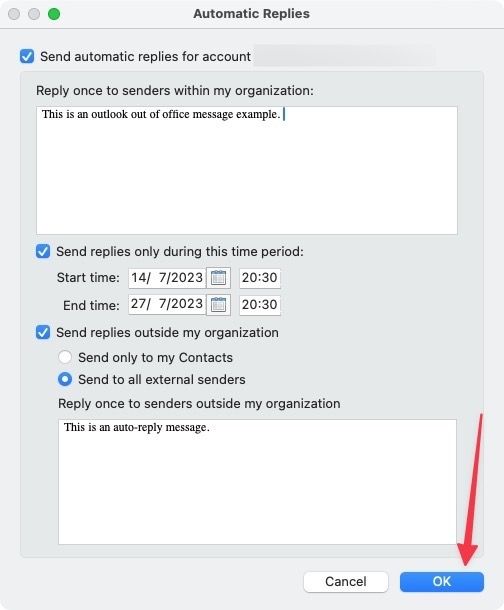 How to set an out of office message in Outlook