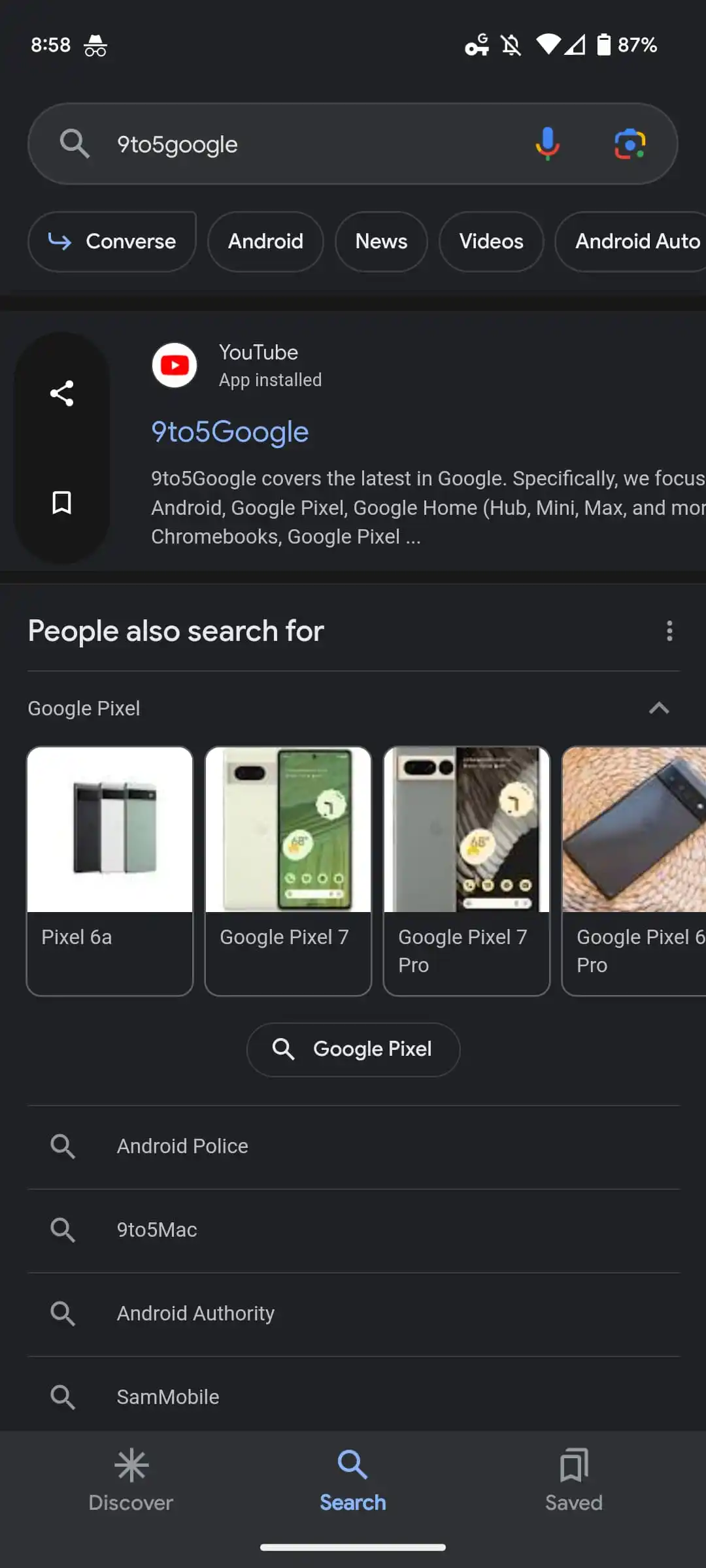 Google Search adds a new gesture for saving and sharing results