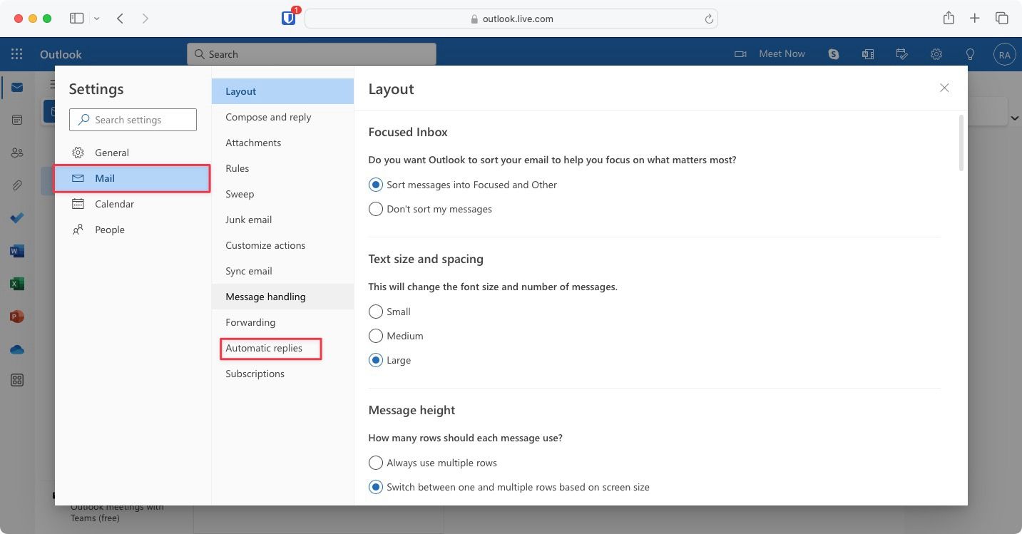 How to set an out of office message in Outlook