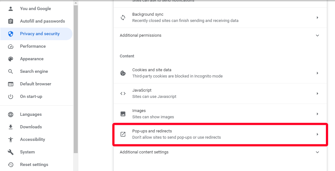 Google Chrome: How to disable the pop-up blocker