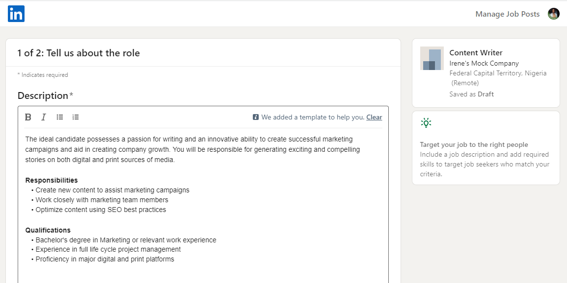 LinkedIn: How to post a job opening
