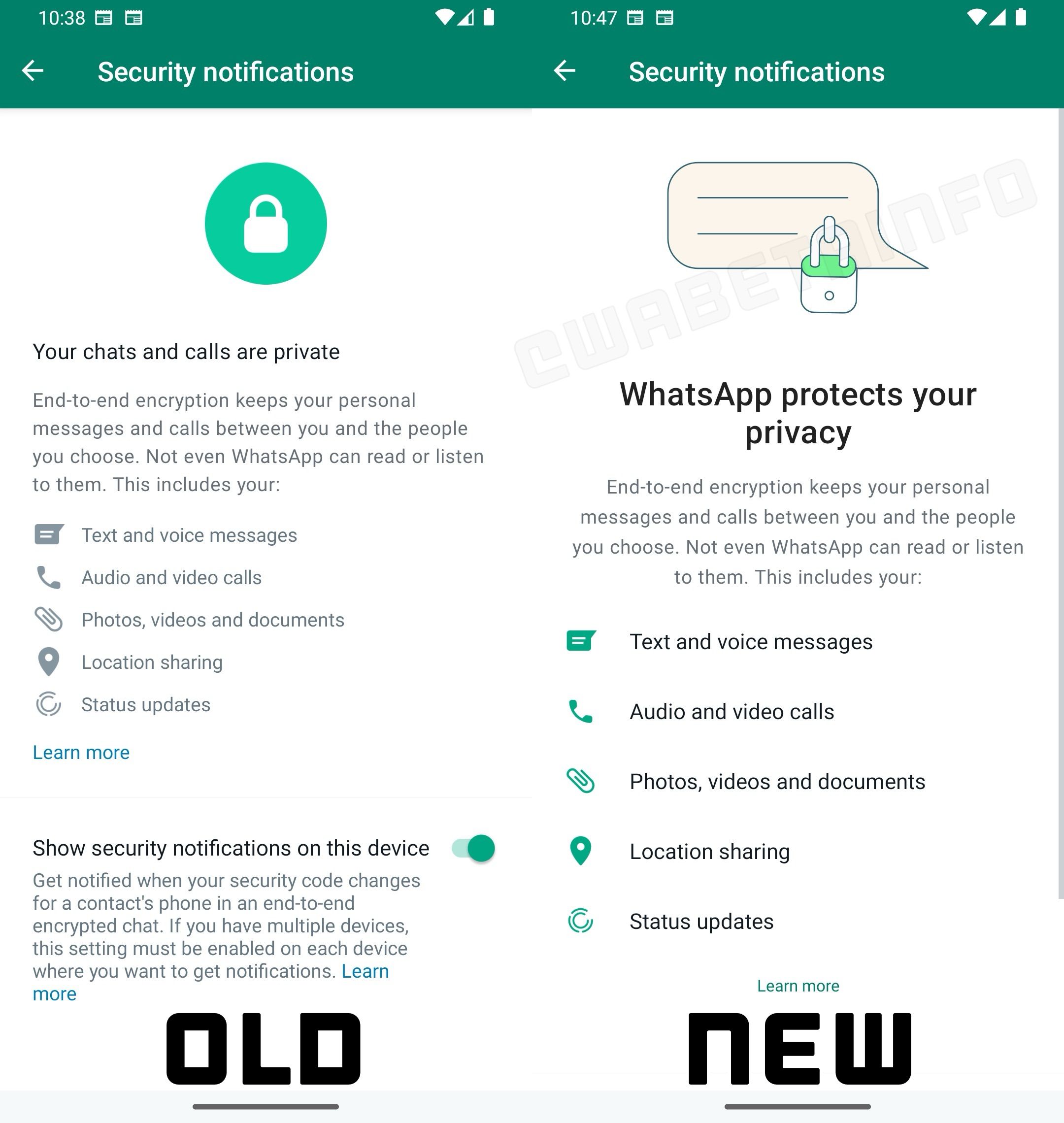 Whatsapps Security Notifications Menu Is Getting A Redesign